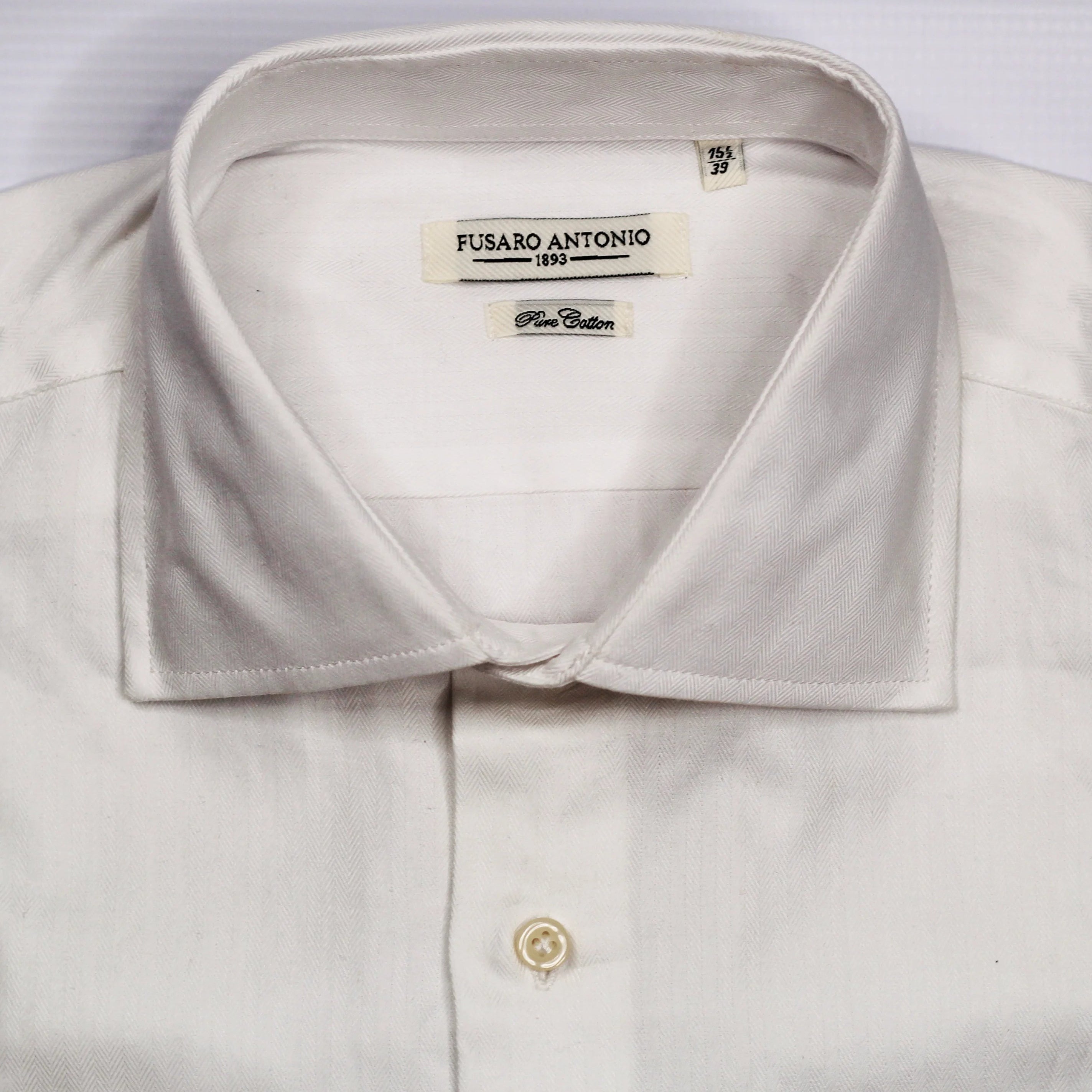 Fusaro Antonio Men's Regular Fit Cotton Shirt in White Fish Bone | Men ...