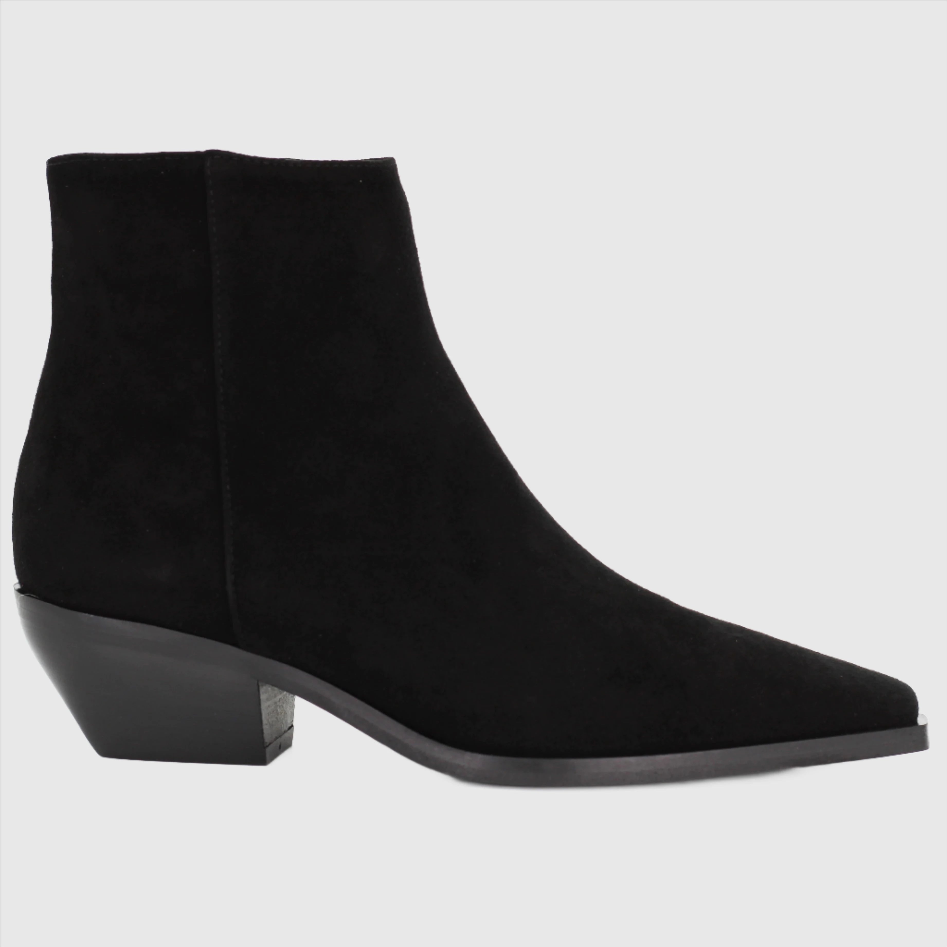 Handmade Italian Leather pointed toe ankle boot in nero | women ...